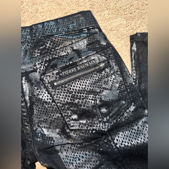 Pierre Balmain | Jeans | New Black Snake Embossed Skinny Jeans By ...